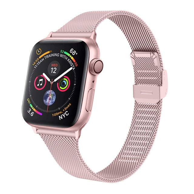 Slim Rose Pink Milanese Apple Watch Strap – AppStraps™